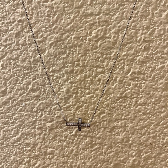 Jewelry | Sparkly Cross Side Necklace | Poshmark